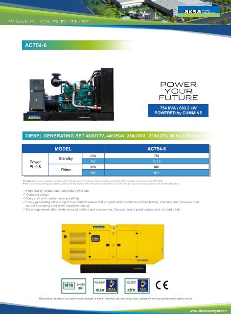 AC754-6 - AKSA POWER GENERATION-generator,generator set ...
