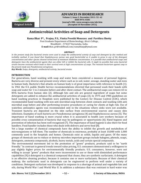 Antimicrobial Activities of Soap and Detergents - Soeagra.com