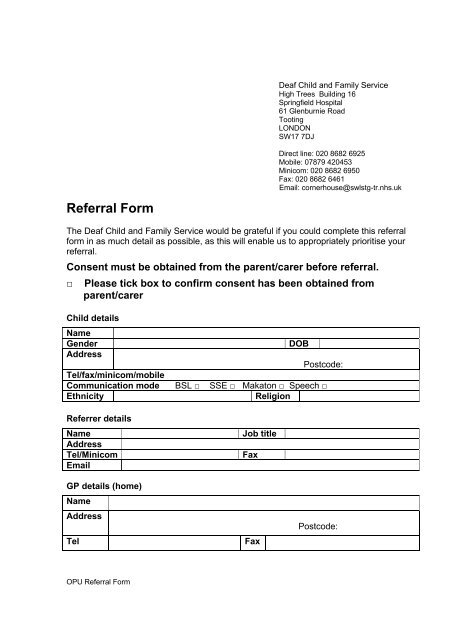 Referral Form - South West London and St George's Mental Health ...