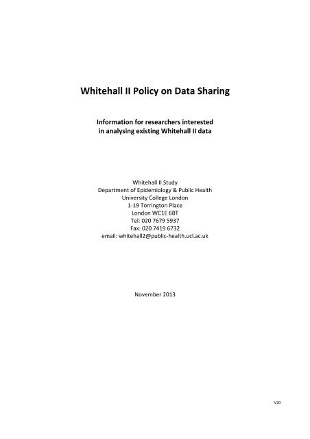 Whitehall II Policy on Data Sharing - UCL