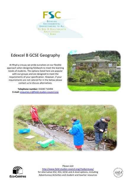 Controlled Assessment GCSE Geography Edexcel B - Field Studies ...