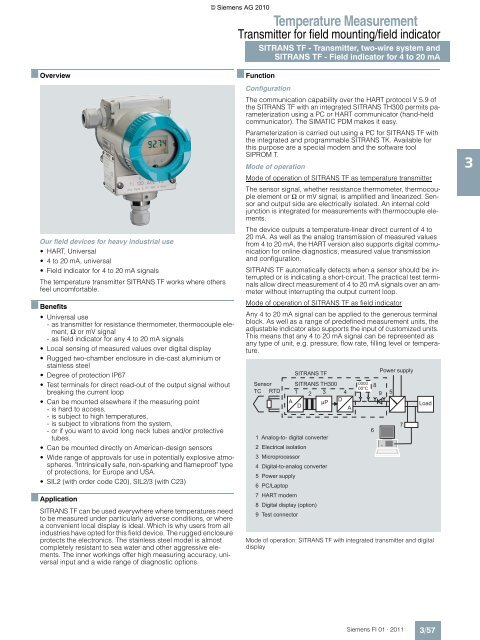 SITRANS TF - Fine Controls