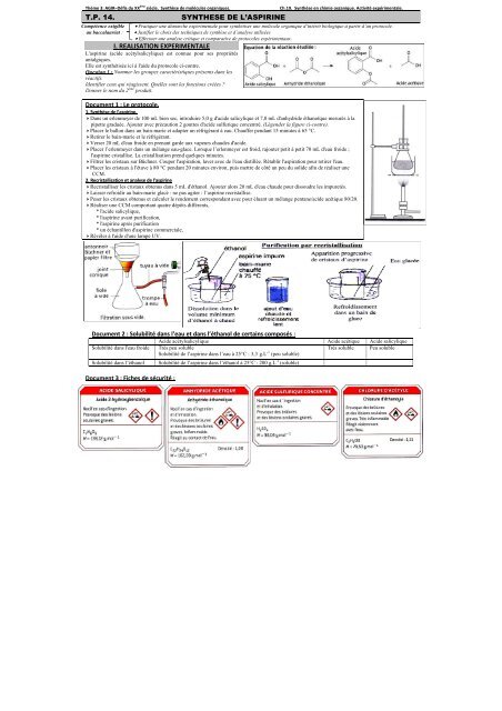 tp synthèse de l'aspirine conclusion