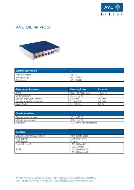 AVL DiX Technical Datasheet - AVL DiTEST