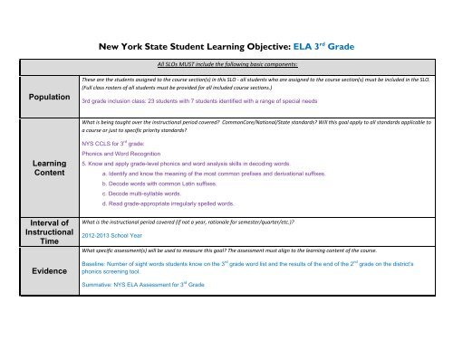 New York State Student Learning Objective ... - Nassau BOCES