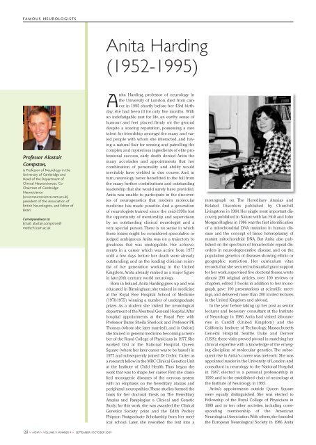 Anita Harding, professor of neurology in - ACNR