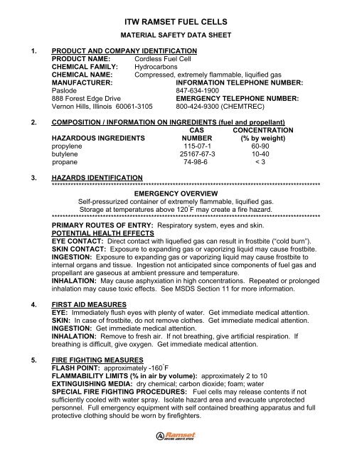 ITW RAMSET FUEL CELLS