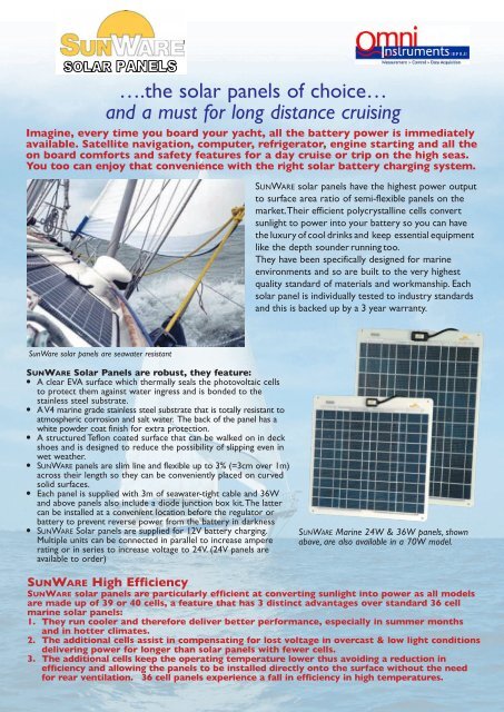 SunWare Solar Panels - Omni Instruments