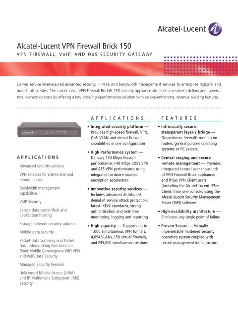 Alcatel-Lucent VPN Firewall Brick 150