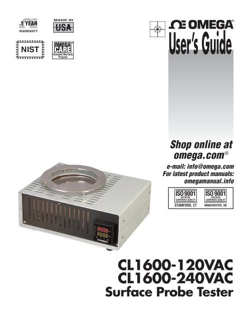 CL1600-120VAC CL1600-240VAC - Omega Engineering