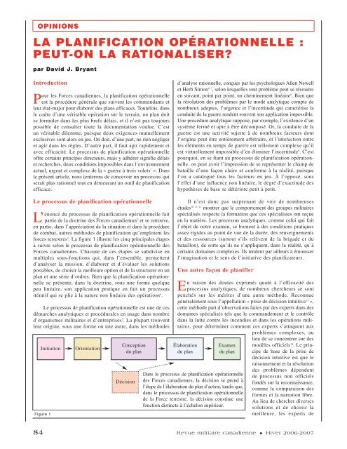 la planification opÃ©rationnelle - Revue militaire canadienne ...