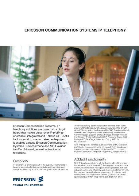 ERICSSON COMMUNICATION SYSTEMS IP TELEPHONY ... - Aastra