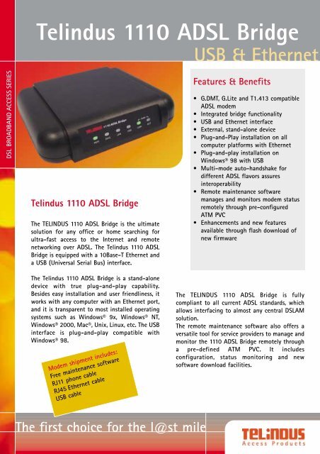 Telindus 1110 ADSL Bridge - CompTek