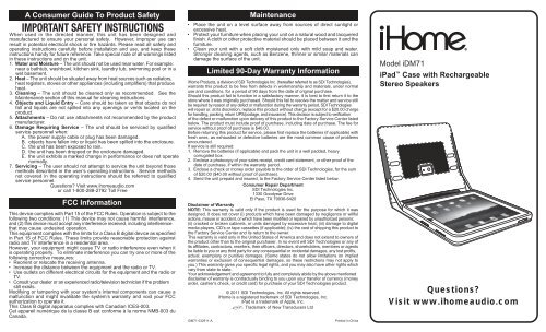 iDM71 User Manual - iHome