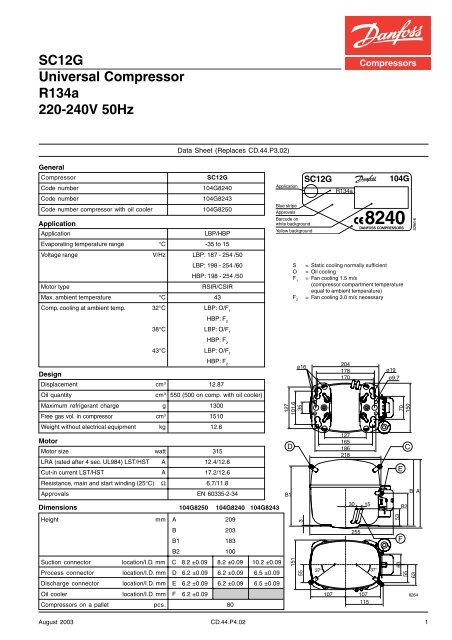 SC12G Universal Compressor R134a 220-240V ... - extremecooling