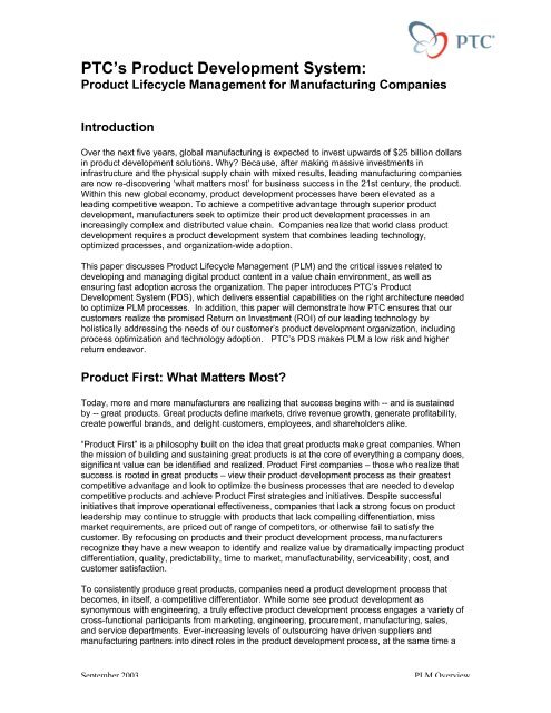 PTC's Product Development System: - PTC.com