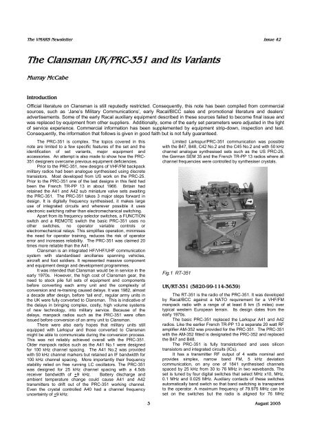 The Clansman UK/PRC-351 and its Variants - VMARSmanuals
