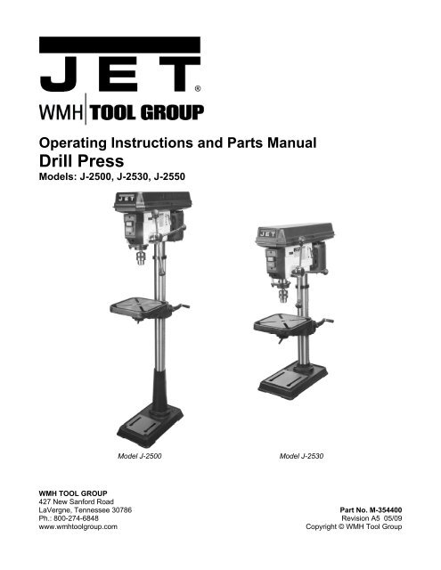 Operating Instructions And Parts Manual Drill Press