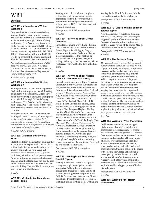 Courses PDF - Stony Brook University