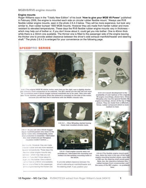 MGBV8/RV8 engine mounts - V8 Register