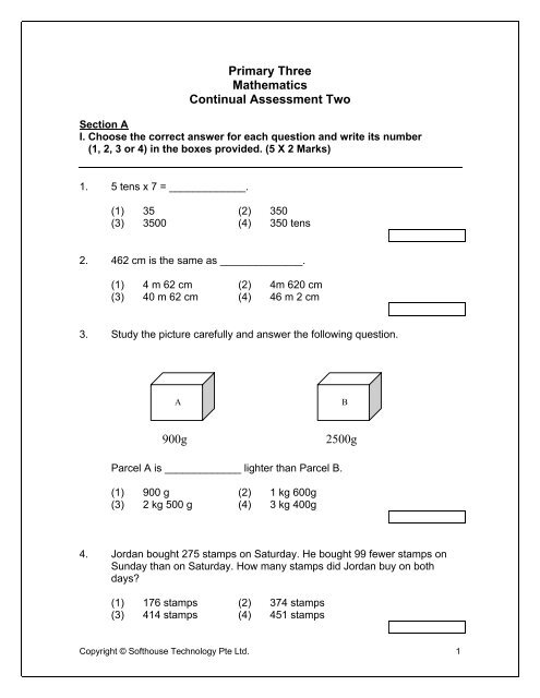 Primary Three Mathematics Continual FreeExamPapers