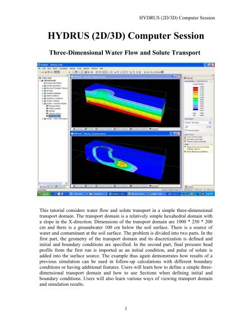 HYDRUS (2D/3D) Computer Session - PC-Progress