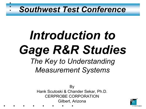 Introduction to Gage R&R Studies