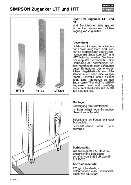 SIMPSON Zuganker LTT und HTT - Simpson Strong-Tie
