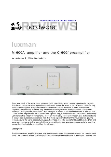 M-600A amplifier and the C-600f preamplifier - Luxman