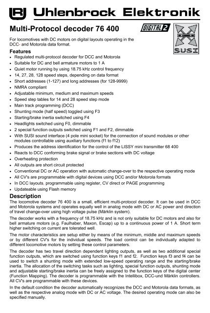 Multi-Protocol decoder 76 400 - Uhlenbrock