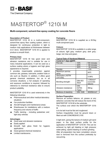 MASTERTO 1210 iM.pdf - BASF Construction Chemicals - Egypt