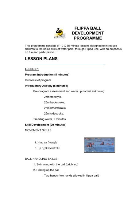 Flipper Ball Lesson Plan - Newman Water Polo Players Association