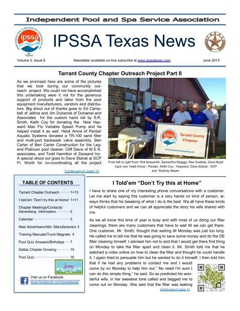 June 2013 - Independent Pool and Spa Service Association
