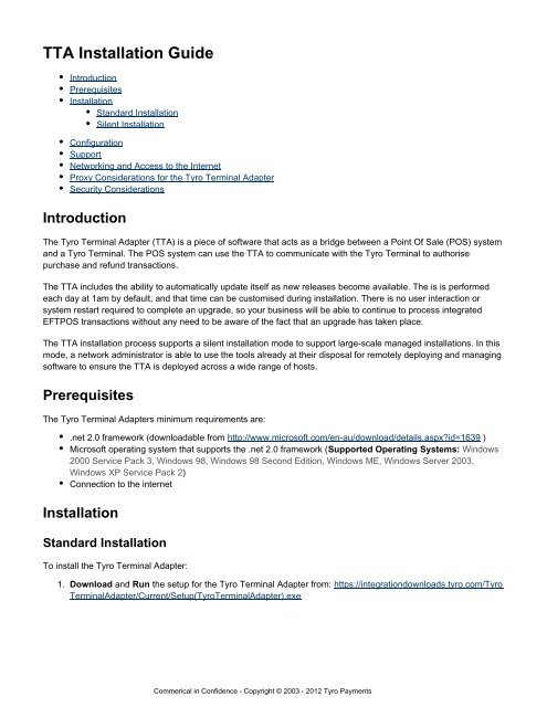 TTA Installation Guide - Tyro