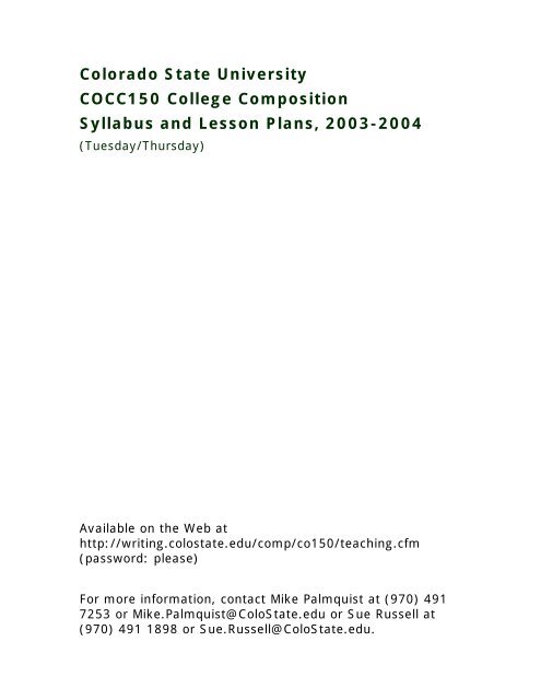 COCC150 College Composition - Writing@CSU - Colorado State ...