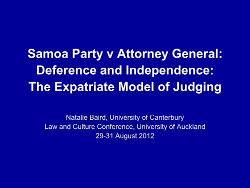Samoa Party v Attorney General: Deference and ... - PacLII