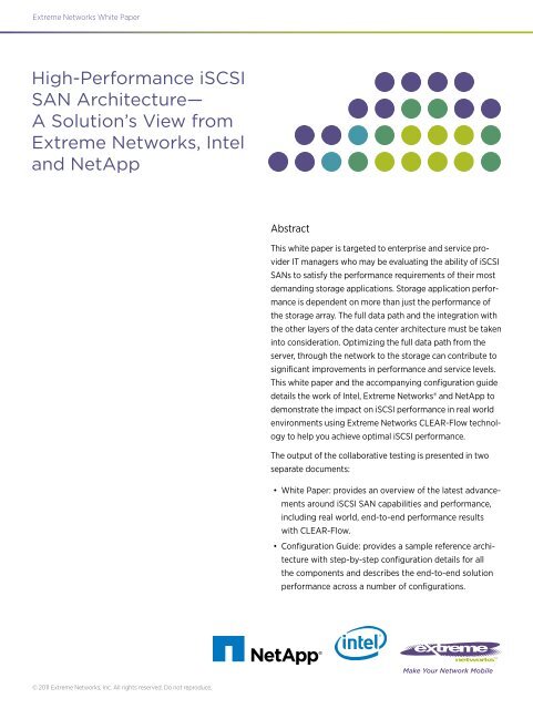 High-Performance iSCSI SAN Architecture - A ... - Extreme Networks