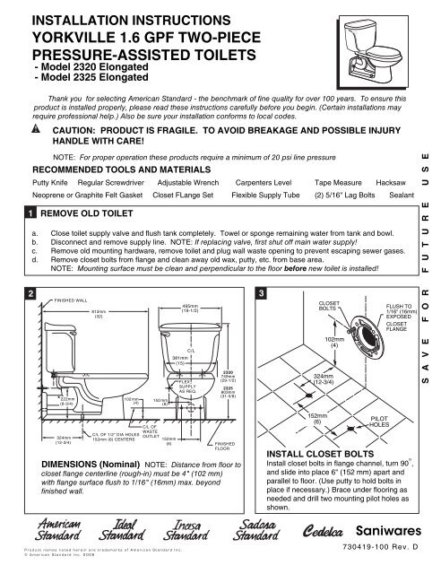 Installation Instructions - American Standard