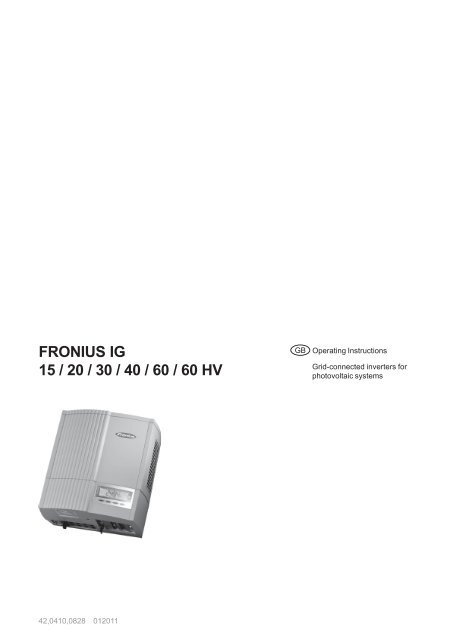 FRONIUS IG 15 / 20 / 30 / 40 / 60 / 60 HV - Solargain