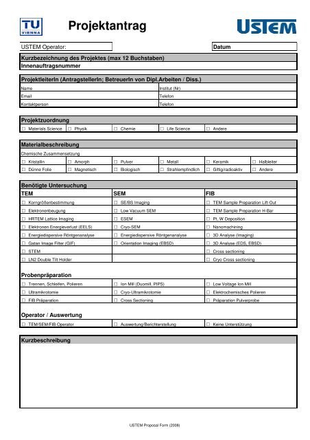 Projektantrag - ustem