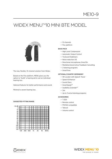 WIDEX MENUtM10 MINI btE MoDEl ME10-9