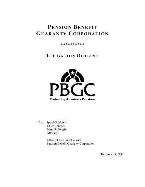 Litigation Outline - Pension Benefit Guaranty Corporation