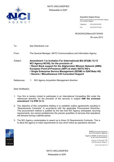 1-0Cover Letter IFIB 12-13 Amendment 1.pdf - NCI Agency - Nato