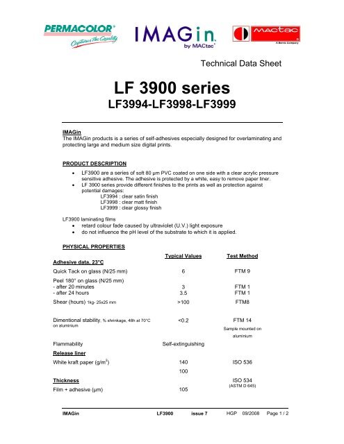 LF 3900 series LF3994-LF3998-LF3999 - MACtac