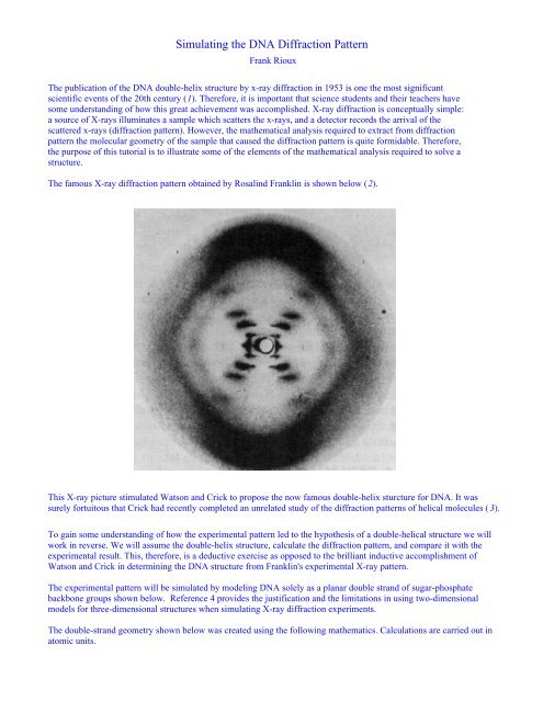 X Ray Diffraction Pattern Dna