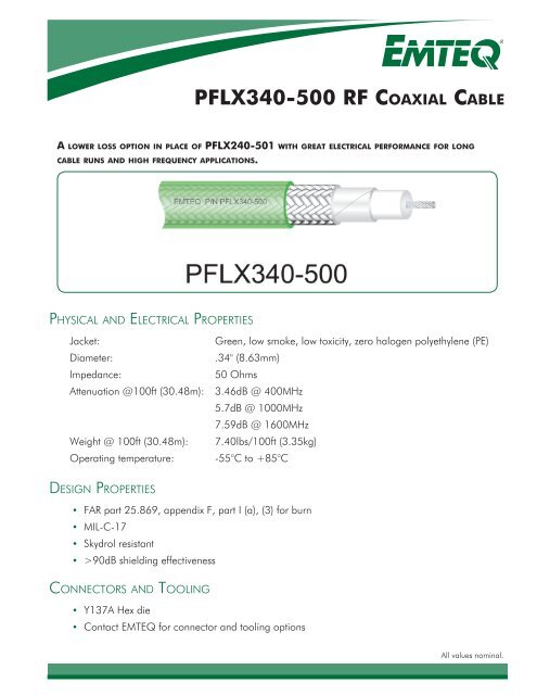 PFLX340-500 RF COAXIAL CABLE - Emteq