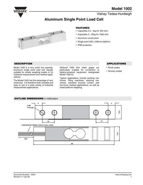 Model 1002 Aluminum Single Point Load Cell