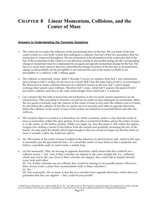 CHAPTER 8 Linear Momentum, Collisions, and the Center of Mass