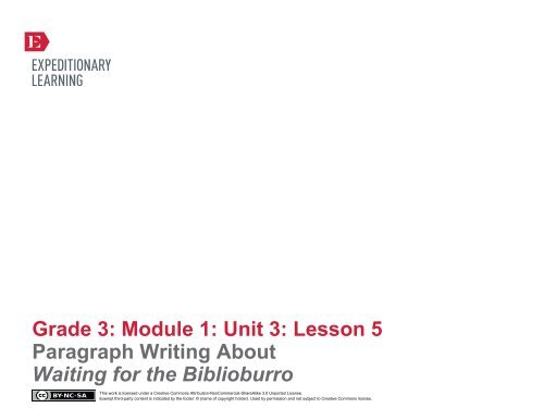 Grade 3 ELA Module 1, Unit 3, Lesson 5 - EngageNY