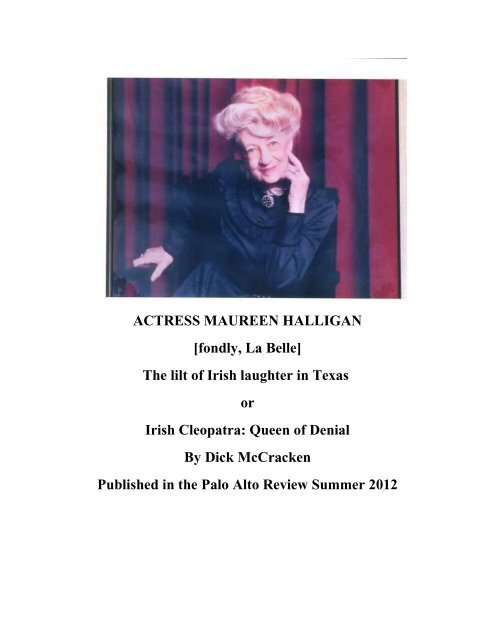 ACTRESS MAUREEN HALLIGAN - University of the Incarnate Word